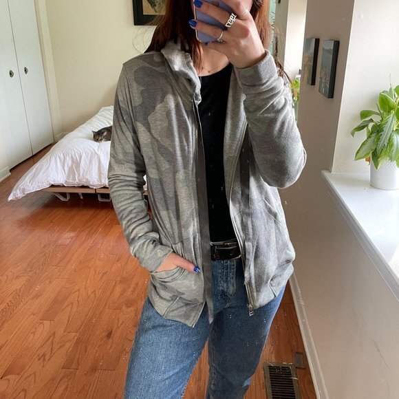 Sundry | Tops | Sundry Hooded Full Zip Camouflage Sweatshirt Green ...